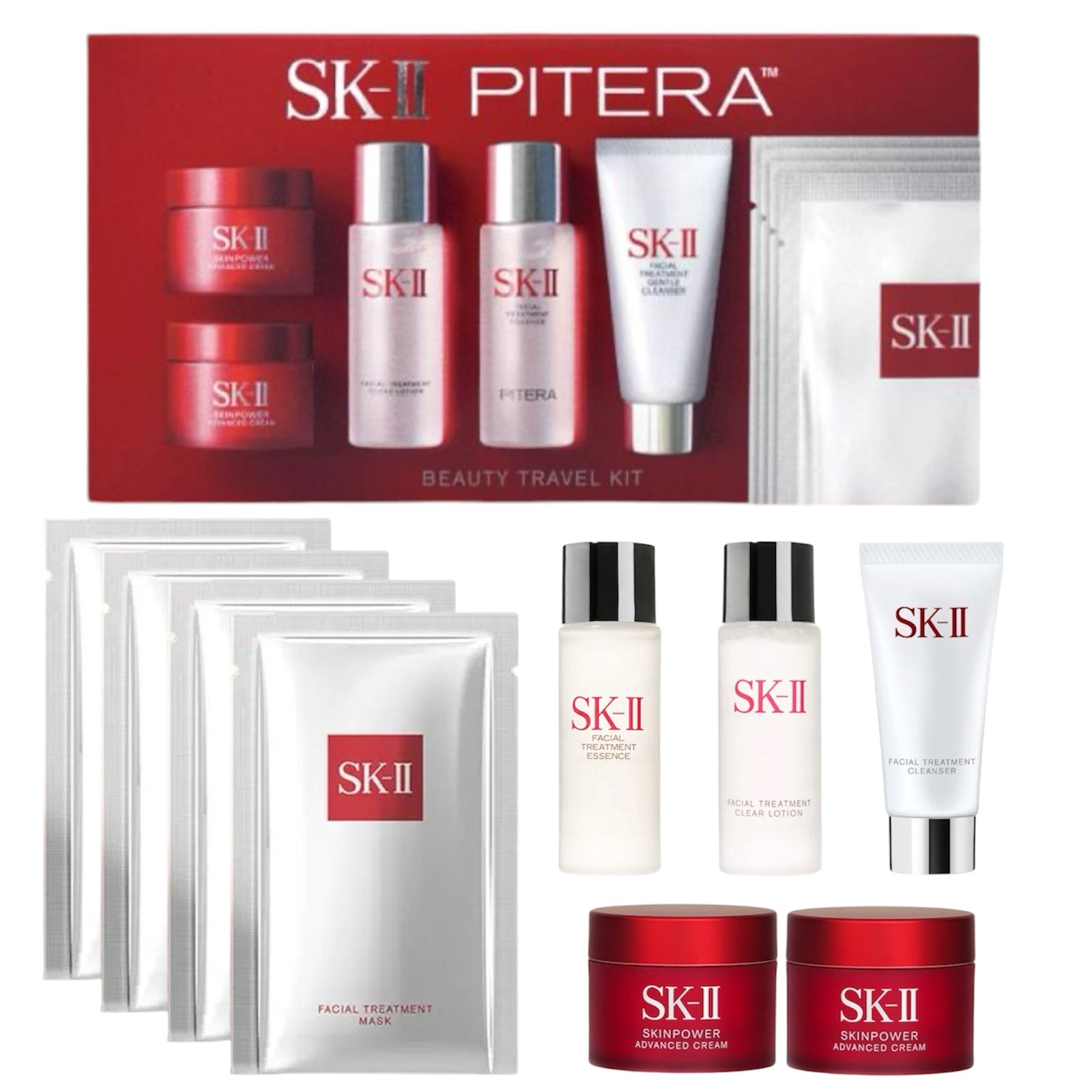 SK-II PITERA™ Beauty Travel Kit - 9 Items ( Essence, Lotion, Cleanser, – Jasso beauty