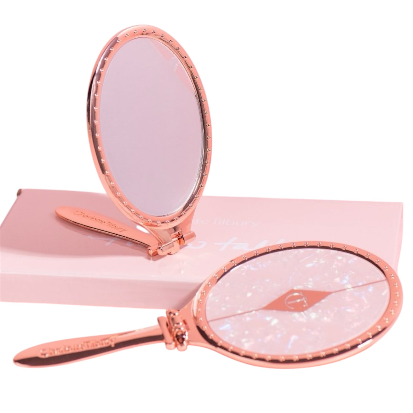 Charlotte Tilbury Pillow Talk Foldable Rose Gold Handheld Stand Mirror ...